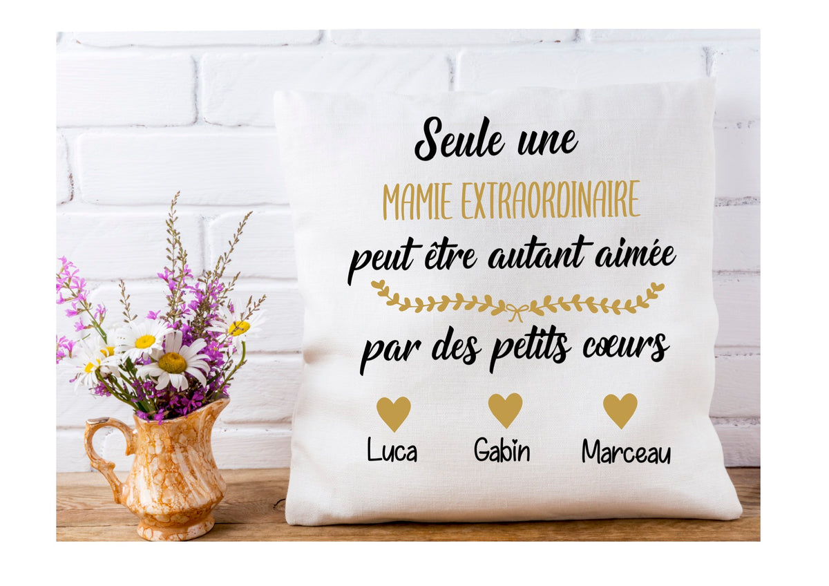 Coussin Mamie personnalisé, cadeau fête des grands mères /Mamie , cade ...