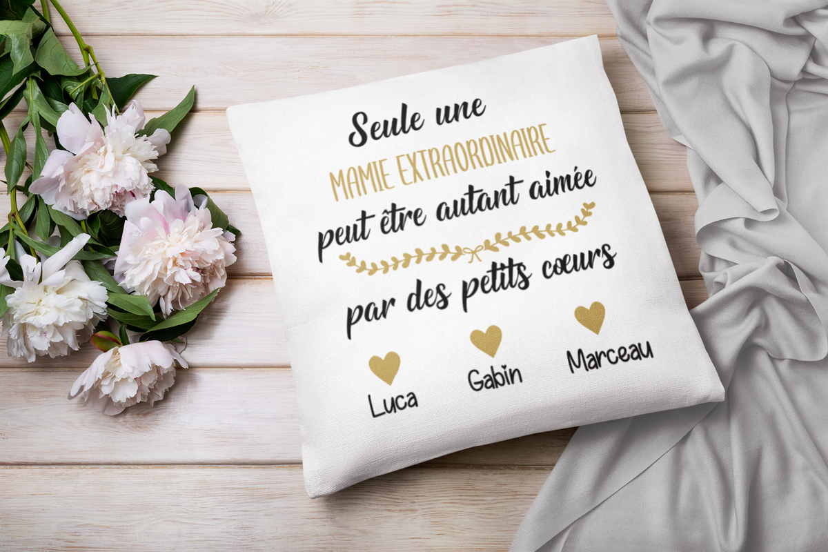 Coussin Mamie personnalisé, cadeau fête des grands mères /Mamie , cade ...